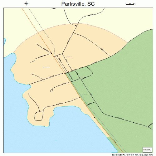 Large Street & Road Map of Parksville, South Carolina SC - Printed ...