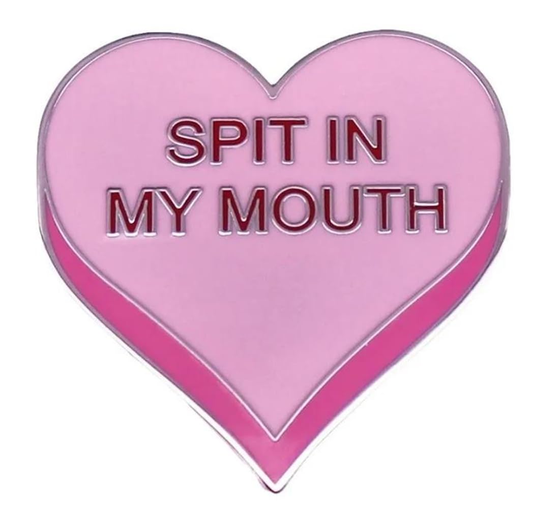 Amazon.com: yangjinyu Spit In My Mouth Brooch Pink Heart-Shaped Enamel ...