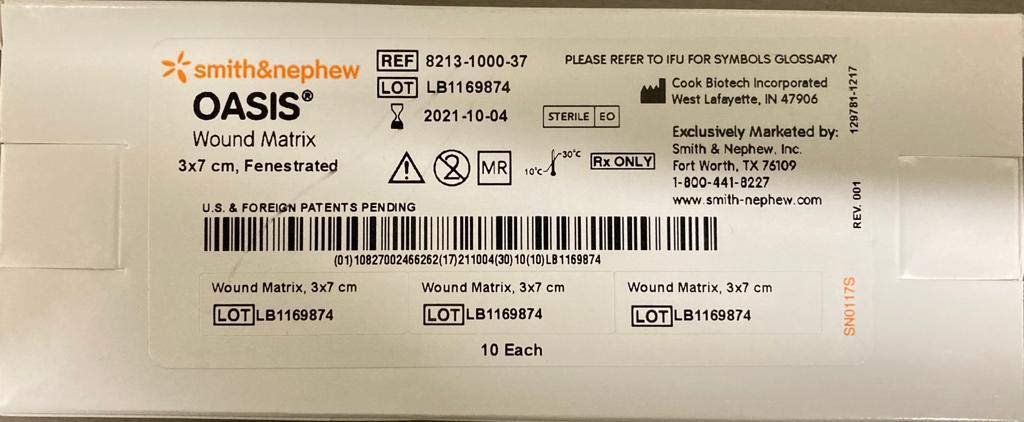 Amazon.com: Smith & Nephew 8213-1000-33 Oasis Wound Matrix Dressing ...