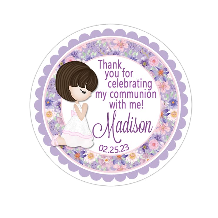 Personalized Girl Communion Party Favor Thank You Stickers – Mi Primera ...