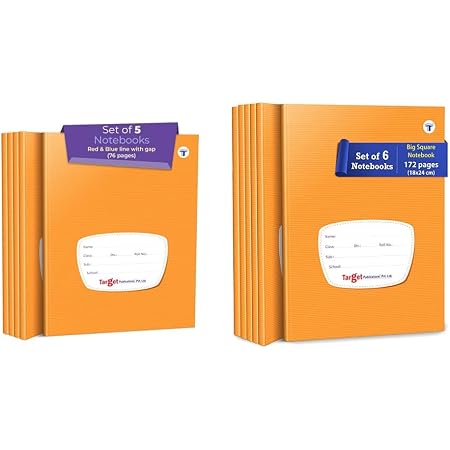 TARGET PUBLICATIONS Red and Blue Line -Small Four Line Books Pack of 5 ...