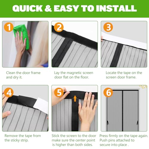 Flintronic Magnetic Fly Screen Door, 90x220cm Heavy Duty Mesh Curtain ...