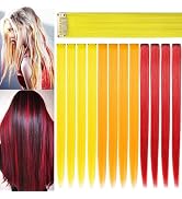 Amazon.com : JCHDWSGUO 18 PCS Colored Hair Extensions 21Inch Heat ...