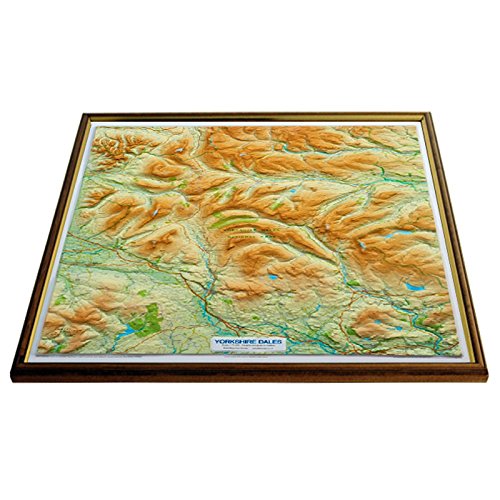 Yorkshire Dales Raised Relief Map ~ Light Wood framed ~ plus detailed ...