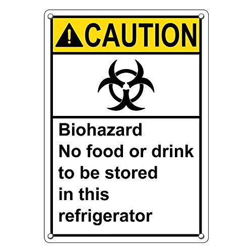 Weatherproof Plastic Vertical ANSI Caution Biohazard No Food Drink in ...