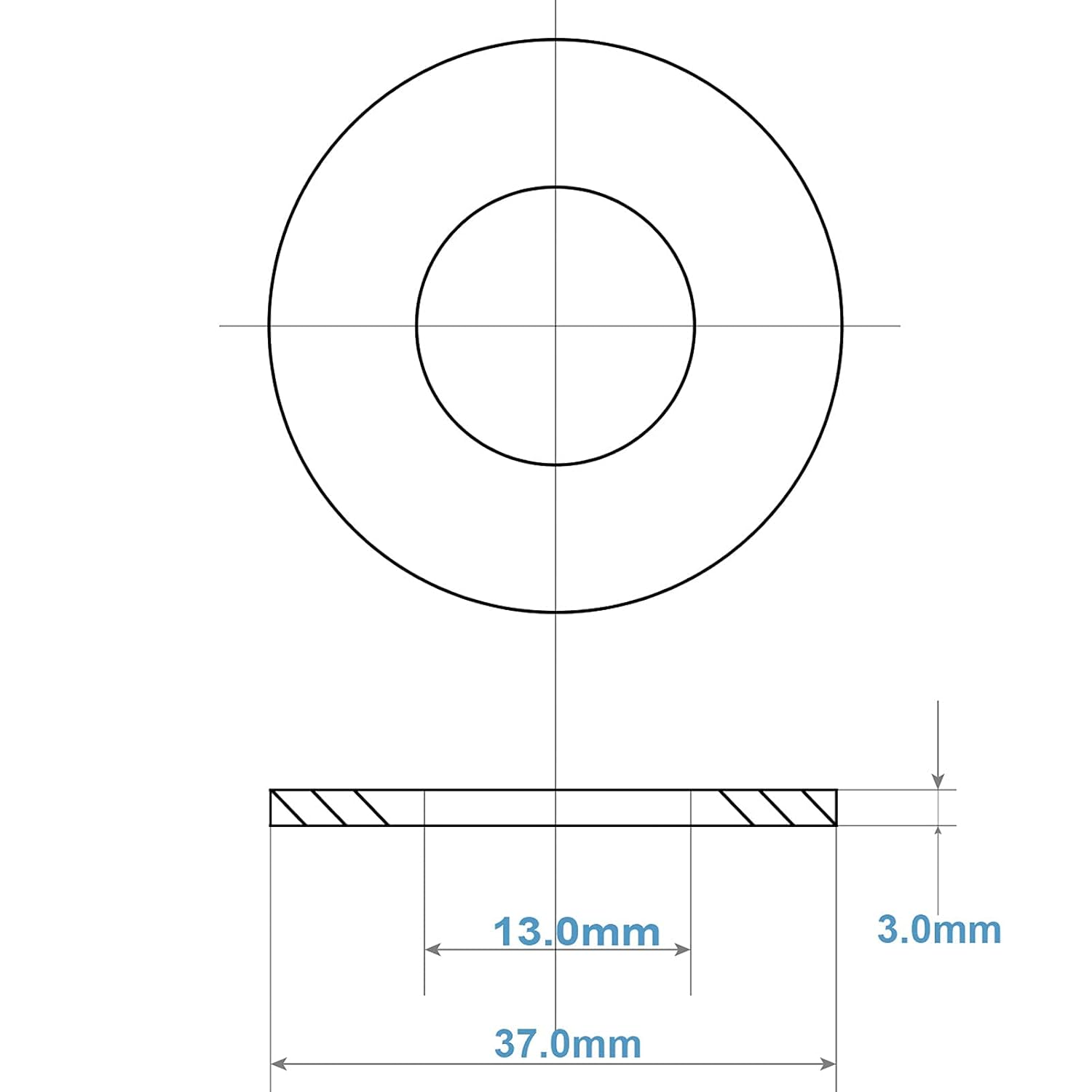 M12 Washers, M12 x 37mm Penny Washers, (Pack of 10) A2 304 Stainless ...