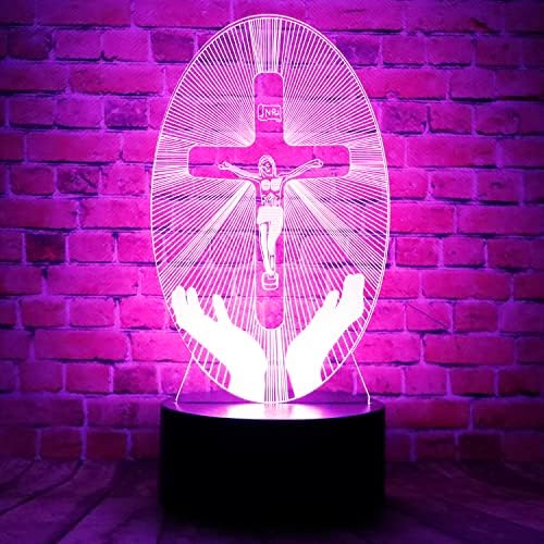 Dliben Christ Jesus Cross 3D Visual LED Bedroom Decor Sleep Night Light ...