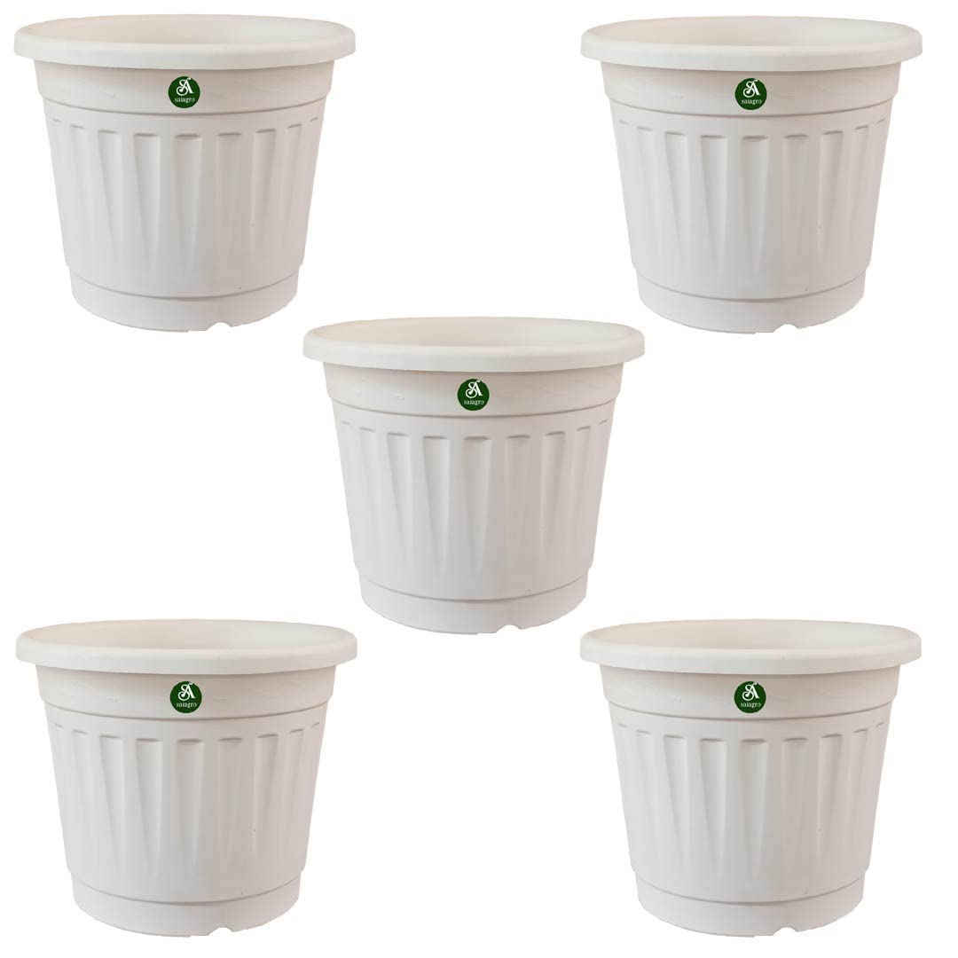 SAIAGRO 14 INCH FLOWER POT PACK of 5 / INDOOR and OUTDOOR USE POT / 14 ...