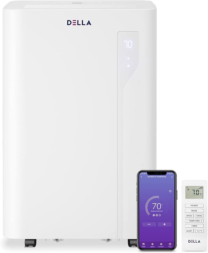 Amazon.com: DELLA 14000 BTU with Heat Pump Smart WiFi Enabled Portable ...
