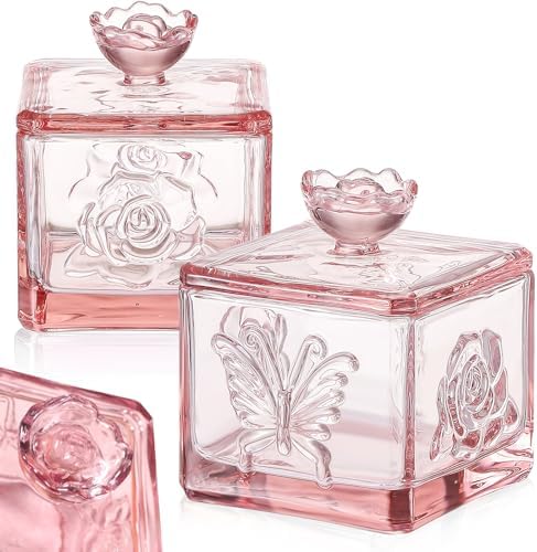 Amazon.com | Glass Candy Dishes Decorative,Pink Cake Shaped Crystal ...
