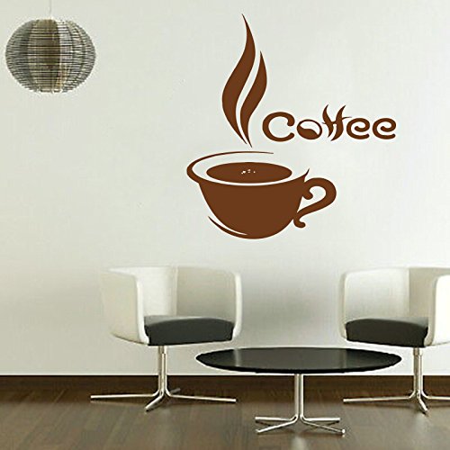 Amazon.com: Wall Window Decal Sticker Coffee Cup Beans Kitchen ...