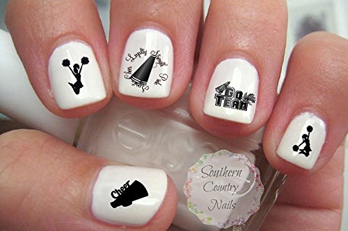 Amazon.com: 40 Cheer Cheerleading Silver/Black Nail Art Designs Decals ...