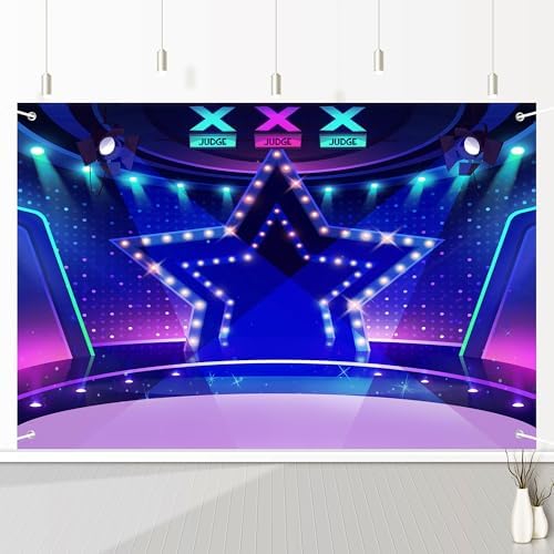 Amazon.com : Talent Show Backdrop Banner Blue Starry Stage Theme with ...