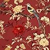 REDAMANCY Vintage Golden Red Peony Floral Bird Peel and Stick Wallpaper ...