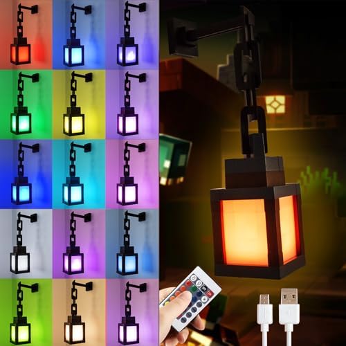 Pixelated Lantern Night Light - USB Rechargeable Night Lamp - 16 Colors ...