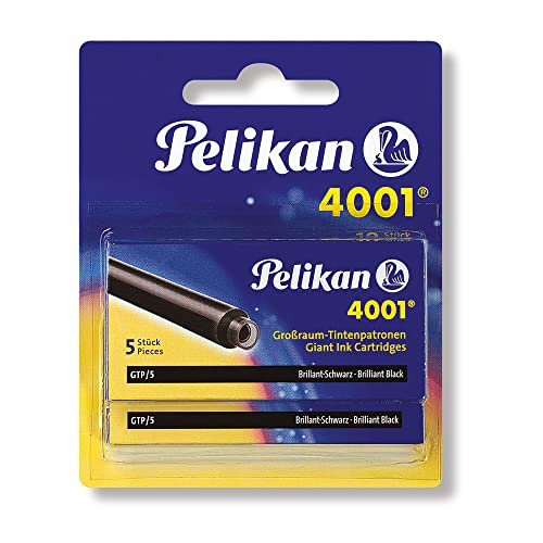 Pelikan 4001 GTP/5 Ink Cartridges for Fountain Pens, Brilliant Black, 1 ...