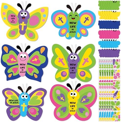 Amazon.com: WATINC 72pcs Religious Easter Butterfly Craft Kit for kids ...