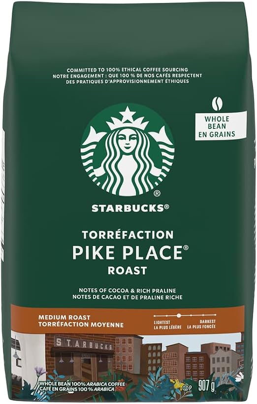 Starbucks Pike Place Whole Bean Medium Roast Coffee, 907 gram : Amazon ...