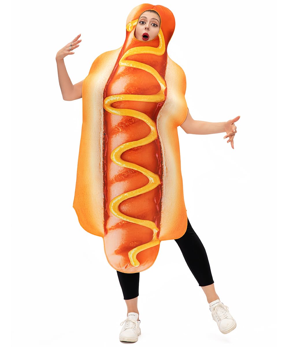 Amazon.com: JUST FOR PARTY Adult Hot Dog Costume Funny Food Cosplay ...
