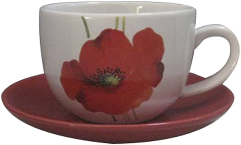 Amazon.com | Rayware Set of 6 Alpine Poppy Cup & Saucer Set: Mugs ...