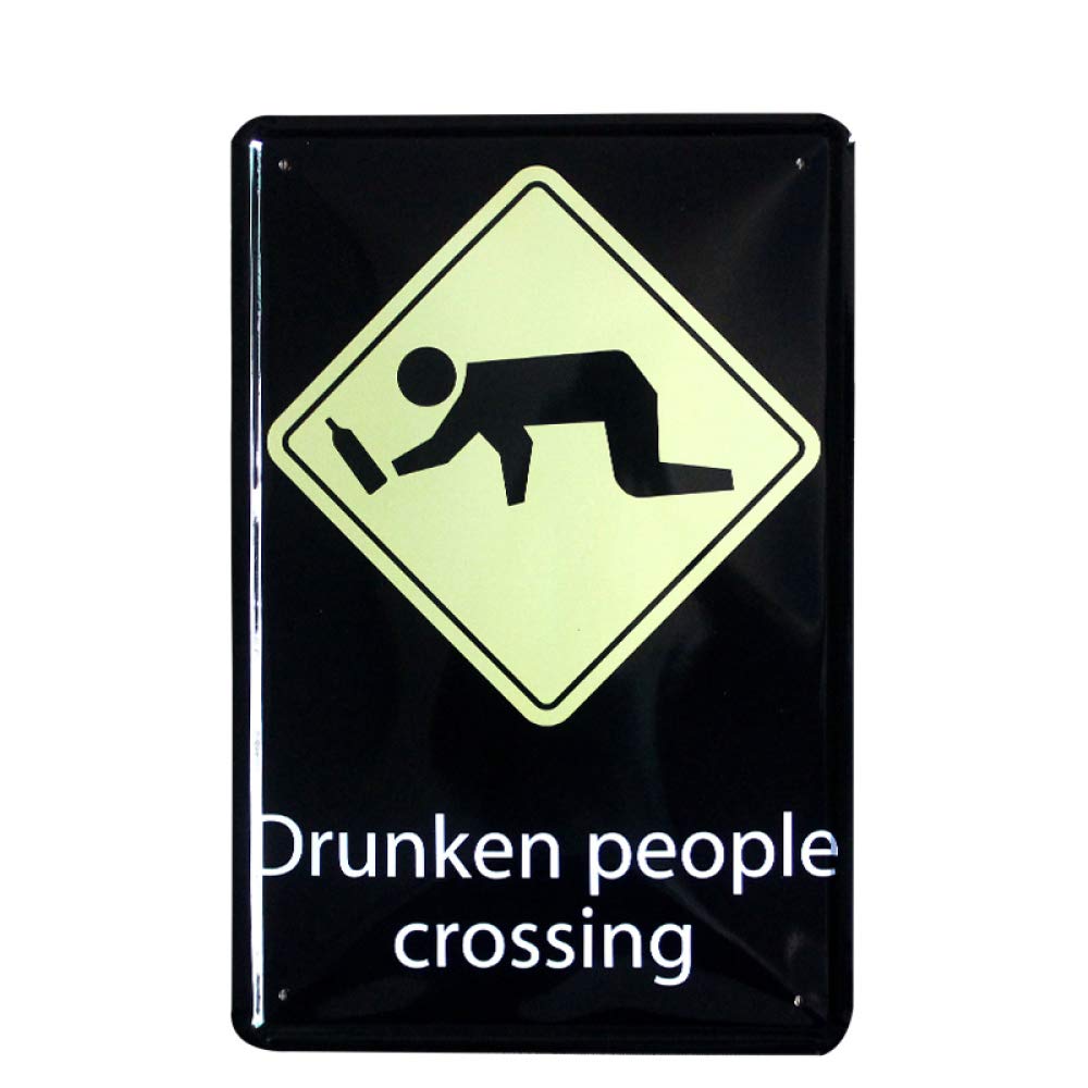 Kody Hyde Wall Metal Sign Drunken People Crossing Retro Decor ...