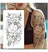 Amazon.com : Cerlaza Temporary Tattoos for Women Adults, Fake Flower Tatuajes Temporales Semi ...