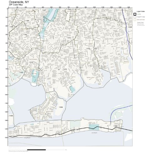 ZIP Code Wall Map of Oceanside, NY ZIP Code Map Not Laminated: Amazon ...