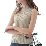 ・ブランド:Vmiutyer LLOP・【お洒落に細く魅せてくれる】流行にとらわれない、シンプルデザインで着回し力抜群の大人かわいいハイネックノースリニットサマーベストが登場です！季節を問わず、これからの時期に大活躍間違いなしの便利アイテム...