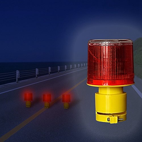 Solar Powered Traffic Warning Light LED Safety Signal Beacon Emergency ...