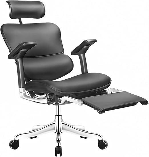 HDZWW Chaise de Bureau Ergonomique, Chaise de Boss en Cuir de Luxe avec ...