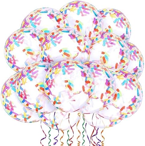Amazon.com: 60 Pack Dandy Decor Rainbow Confetti Balloons w/Ribbon ...