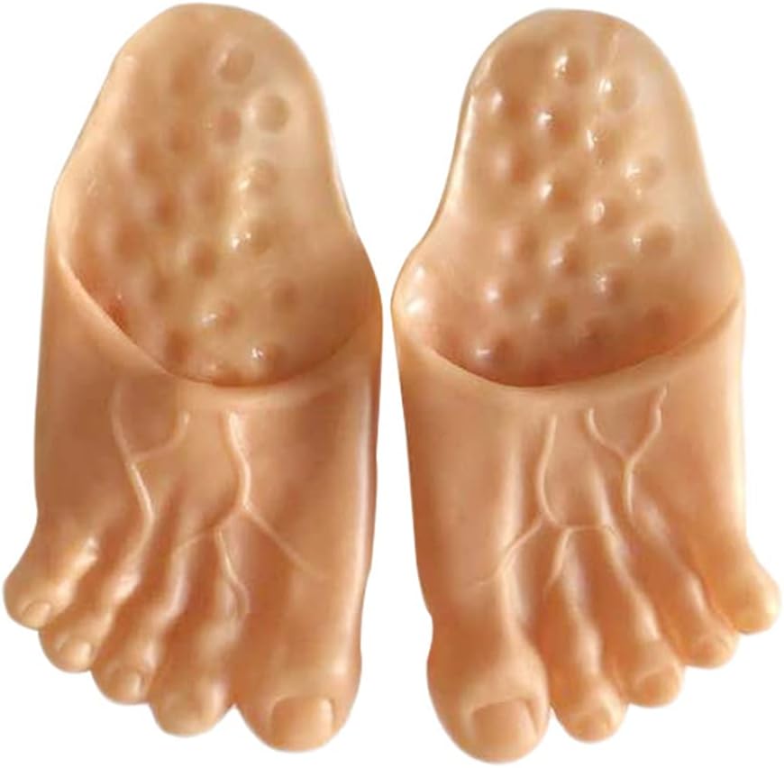 Amazon.com: Funny Barefoot Feet Slippers Realistic Big Shoe Covers Toe ...
