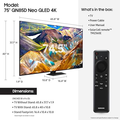 SAMSUNG 75-Inch Class QLED 4K QN85D Series Neo Quantum HDR Smart TV w ...