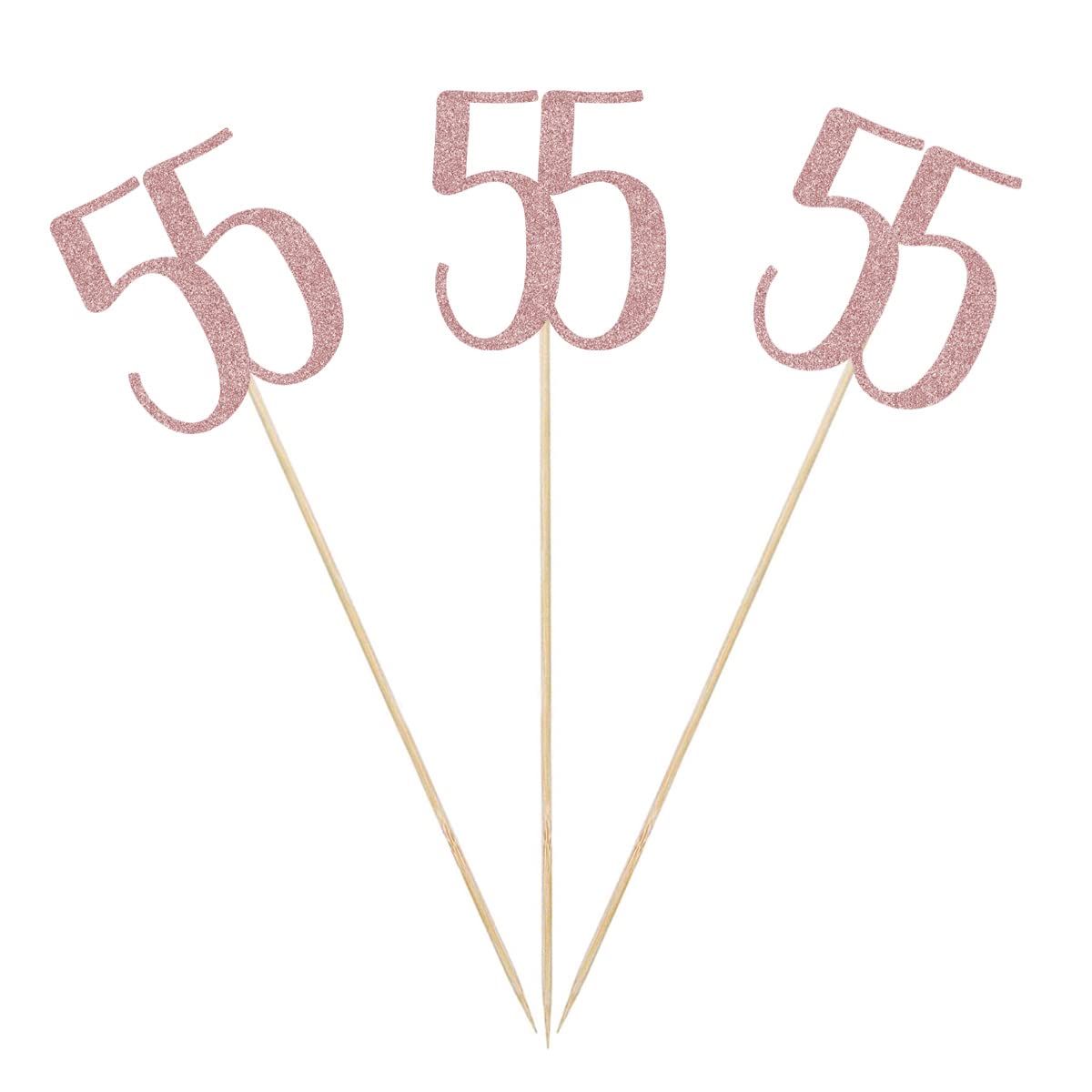 Amazon.com: Rose Gold 55th Glitter Birthday Centerpiece Sticks, 12-Pack ...