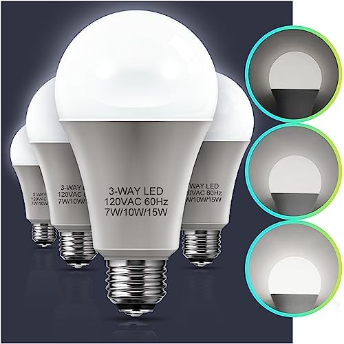 3 Way Light Bulbs, 4 Pack LOHAS 3 Way LED Light Bulbs 50 100 150W ...