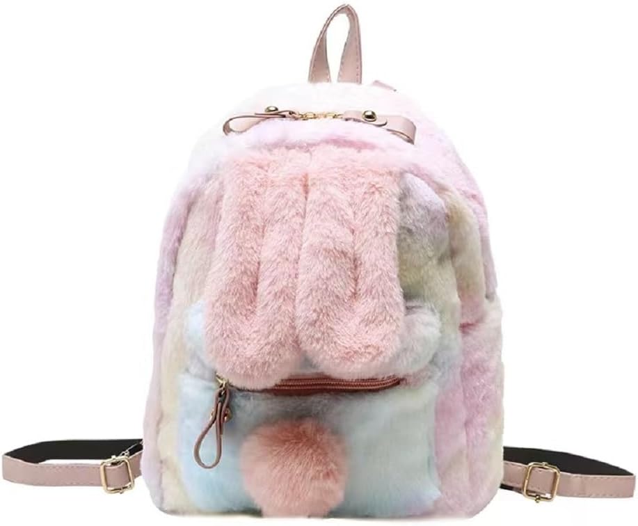 Amazon.com: SUFUZEGA Kawaii Plush Bunny Ear Pink Backpack Cute Fuzzy ...