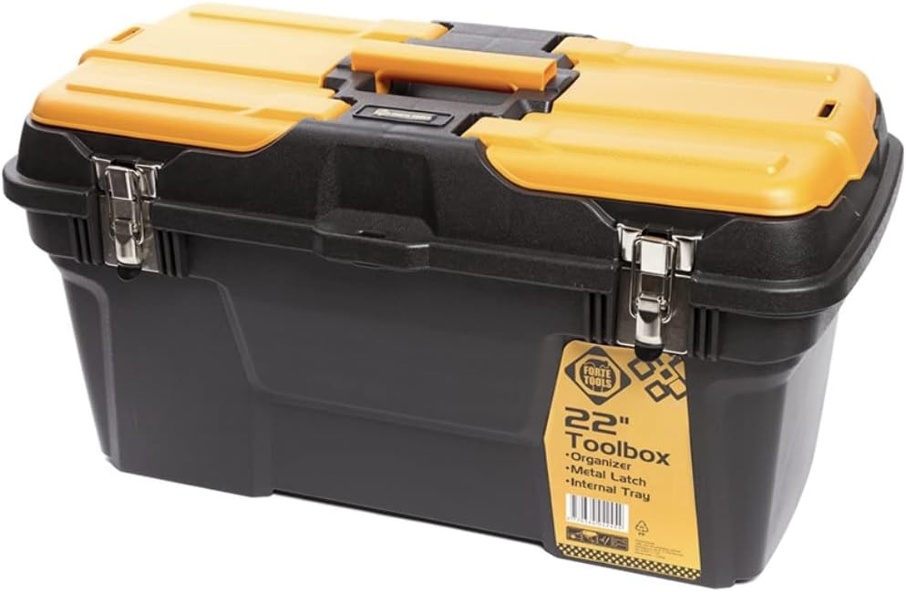 Forte Tools Tool Box with Metal Locks and Internal Tray : Amazon.co.uk ...