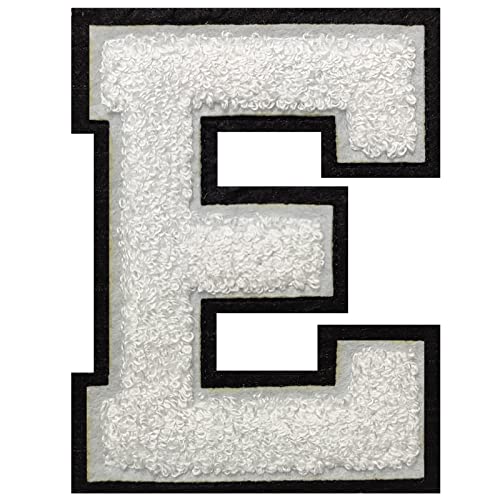 Snapklik.com : 2Pcs White/Black Chenille Letter, 4.5 Iron On Letters ...