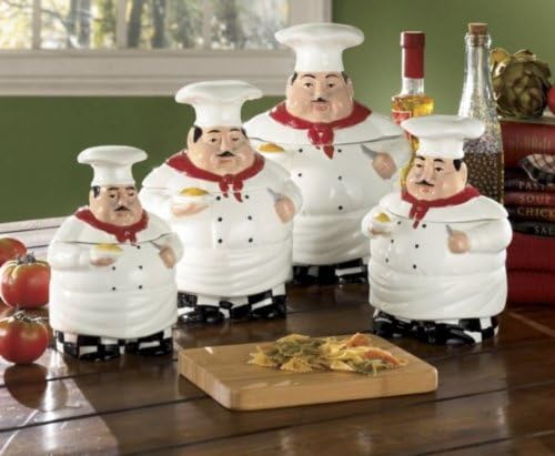 Amazon.com - Bistro Fat Chef Canister Set Ceramic Kitchen Decor, 88901 ...