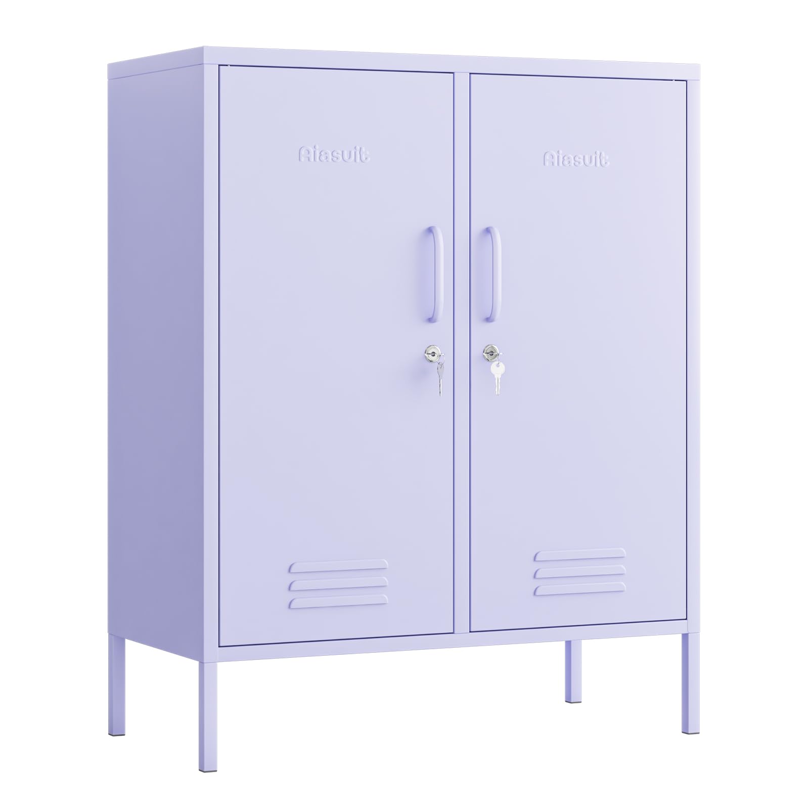 2 Doors Lockable Metal Storage Cabinet 3 Tiers Shelf Multifunctional ...
