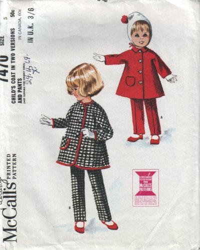 OOP VINTAGE 1964 McCALL'S SEWING PATTERN #7470 CHILD'S COATS & PANT ...