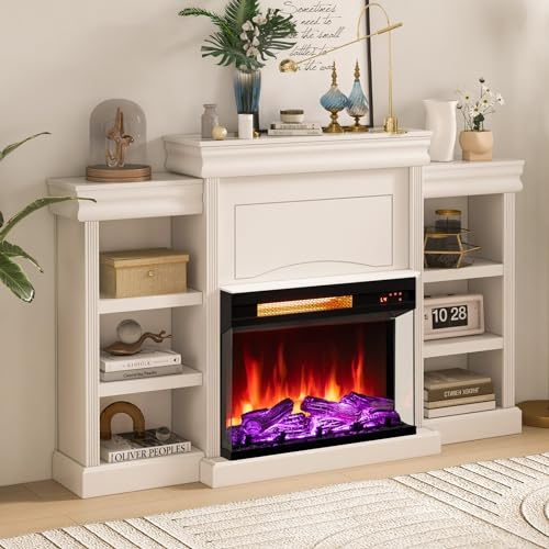 GOFLAME 23 Inches Electric Fireplace Insert, 1500W 3-Sided Glass ...