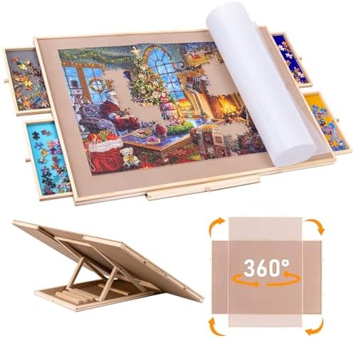 Sancallie 36" X 25" roterende en verstelbare puzzelbord ezel, houten ...