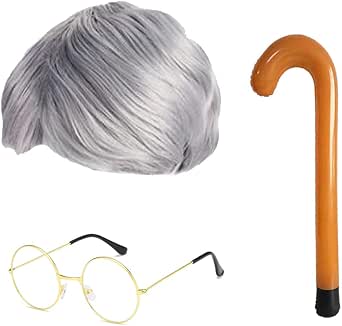 Amazon.com: Degpum Old Man Costume Old Man Wig and Glasses Inflatable ...