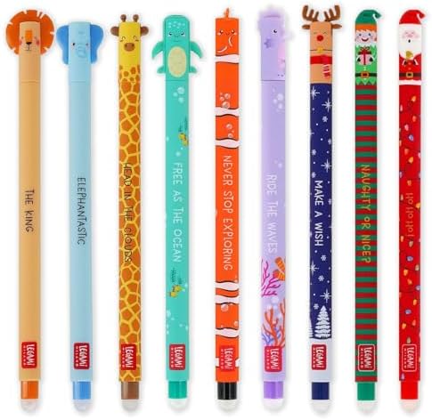 LEGAMI Set van 9 uitwisbare gelpennen met warmtegevoelige inkt ...