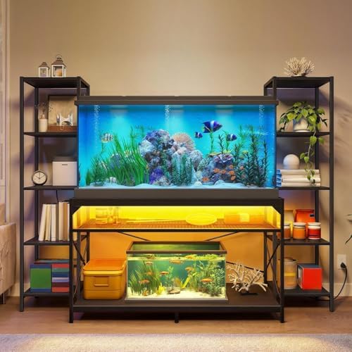 Amazon.com: DWVO 55-75 Gallon Aquarium Stand with Power Outlets & LED ...