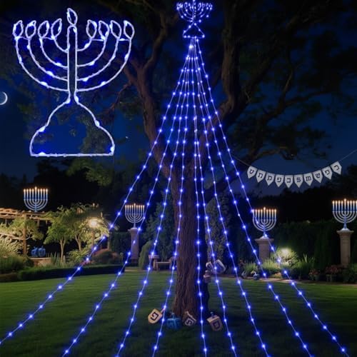 Glooglitter 11.5ft Hanukkah Menorah Lights Outdoor Decor Hanukkah ...