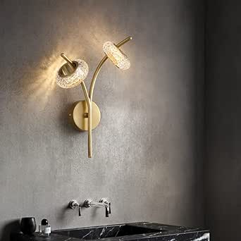 CITRA 2 Light Led Crystal Golden Copper Electroplated Metal Wall Light ...