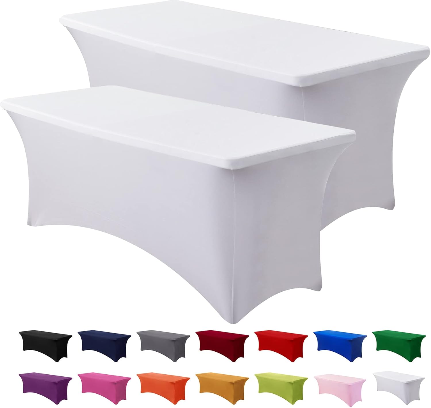 2 Pack 6ft Stretch Spandex White Table Cover for Standard Folding ...