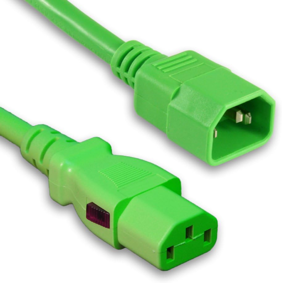 Amazon.com: 1M(3ft 3in) Universal Wire Green IEC C14 to Locking IEC C13 ...